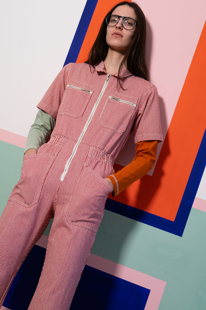 Danny Boilersuit Red Ticking – LF MARKEY